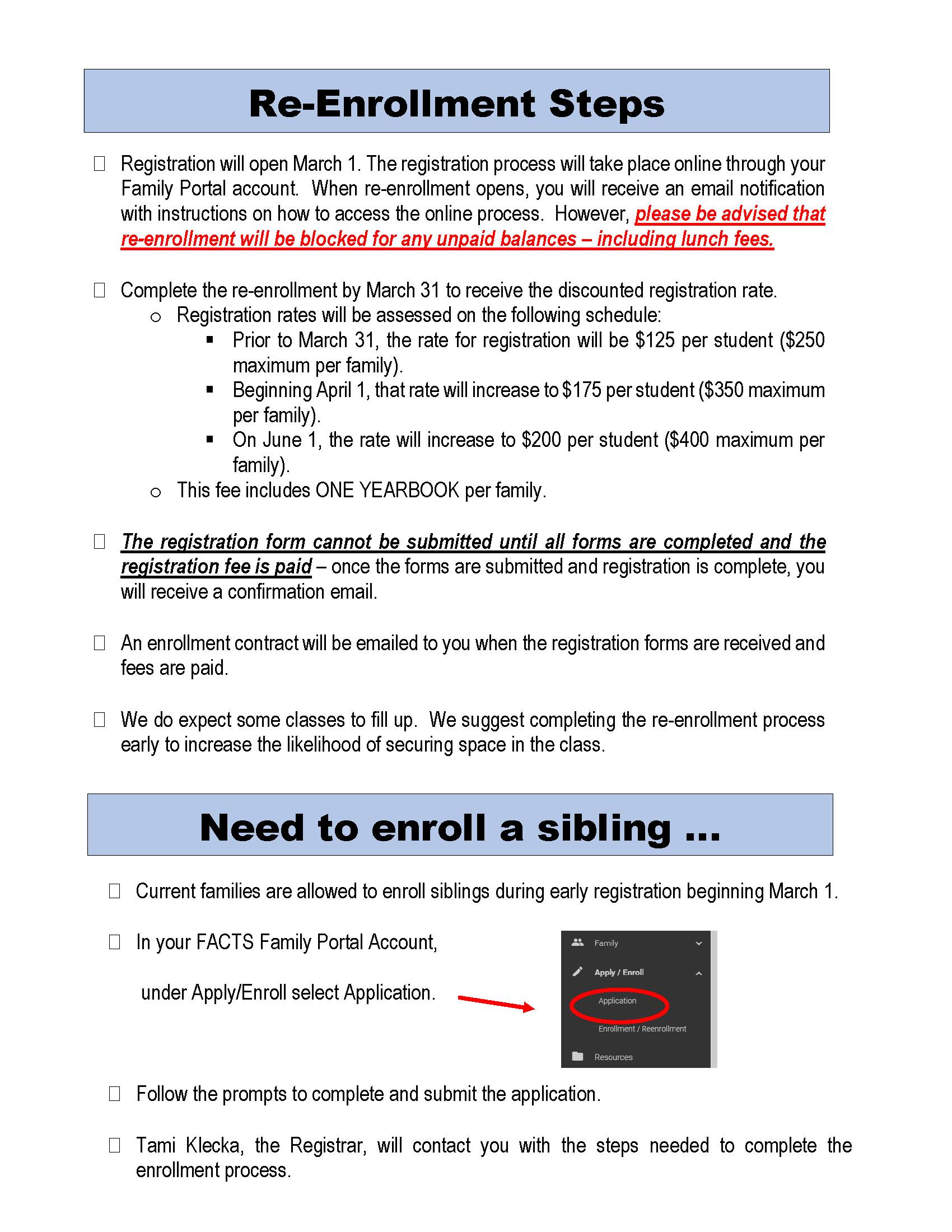 Re-Enrollment - Faith Academy Bellville